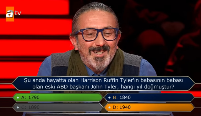 Şu anda hayatta olan Harrison Ruffin Tyler'ın babasının babası olan ...