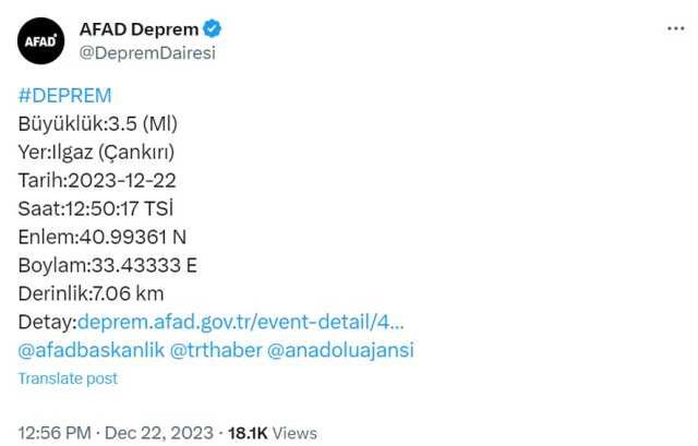 Çankırı'da deprem mi oldu, kaç şiddetinde? 22 Aralık Çankırı'da nerede ...
