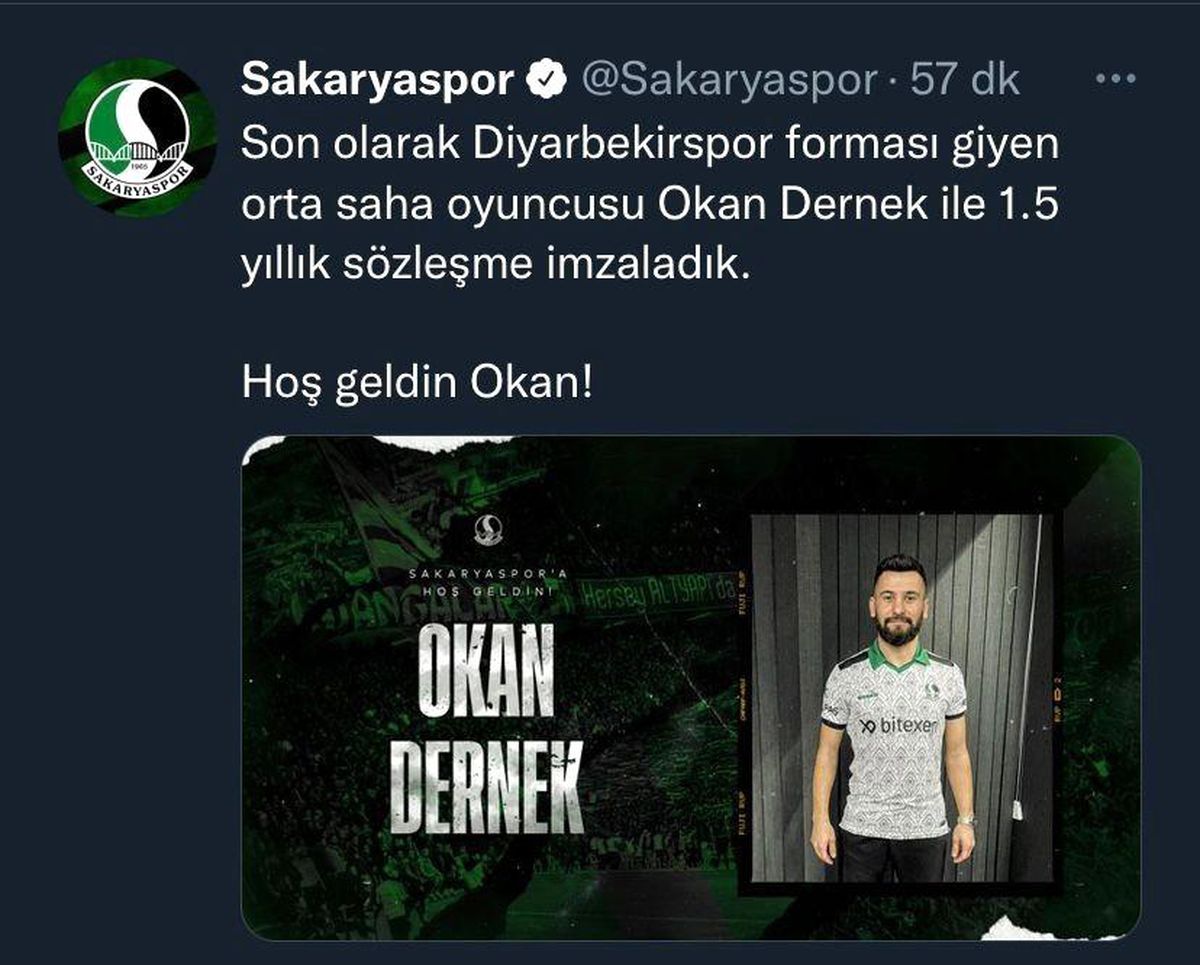 Sakaryaspor, Okan Dernek ile anlaştı - Haberler