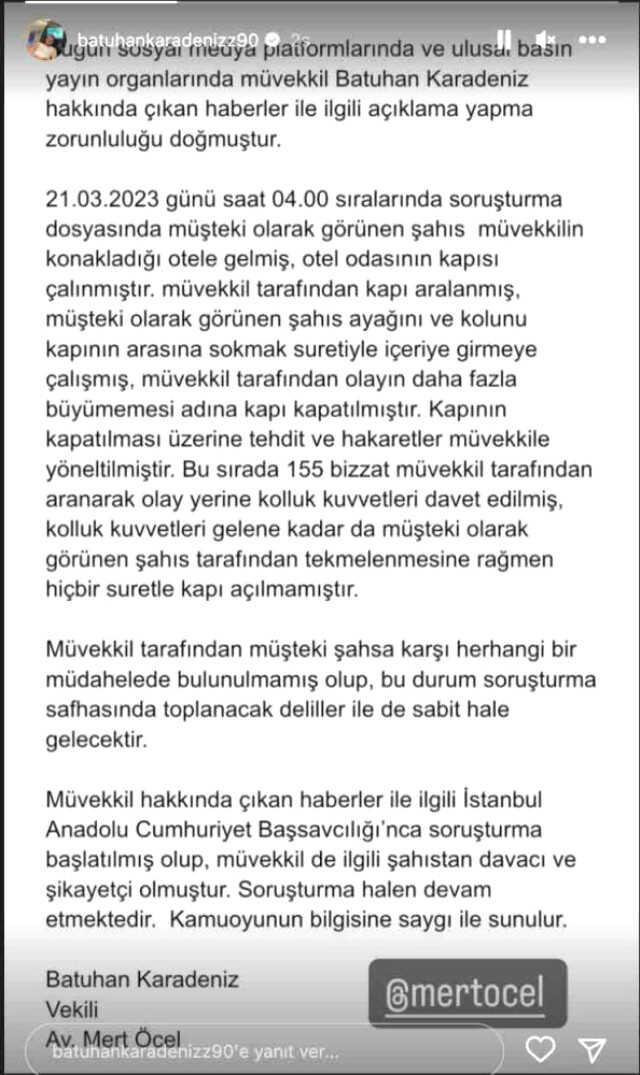 Batuhan Karadeniz'den ünlü fenomen Aleyna Eroğlu'nun şiddet iddialarına ... Batuhan Karadeniz'den ünlü fenomen Aleyna Eroğlu'nun şiddet iddialarına ...
