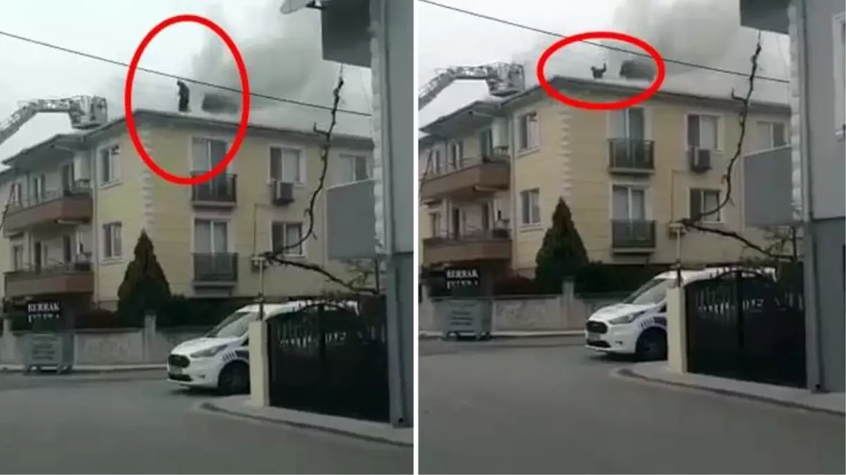 Yangında hayatını kaybeden itfaiye erinin düştüğü anlar ortaya çıktı ...