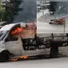 The angry citizen set his vehicle on fire by pouring gasoline during ...