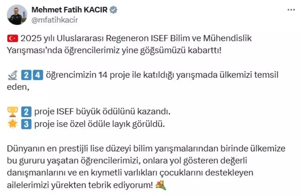 Türk Öğrenciler ISEF 2025'te Büyük Başarı Elde Etti - Haberler