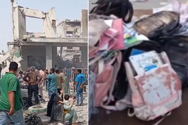 There were bloody backpacks left behind from the school attack in Iran.