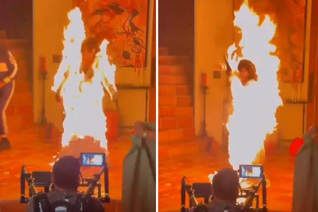 Katy Perry was engulfed in flames during the music video shoot.